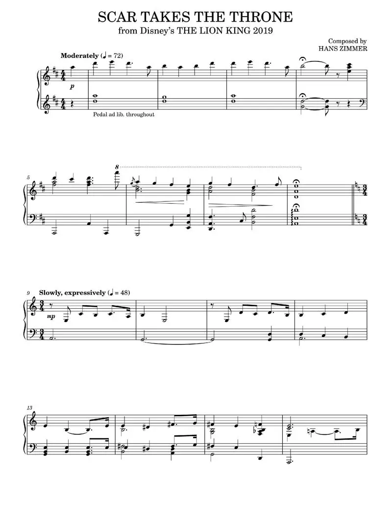 Scar Takes The Throne (from The Lion King 2019) – Angels & Demons Movie, Hans Zimmer (Piano Solo ...